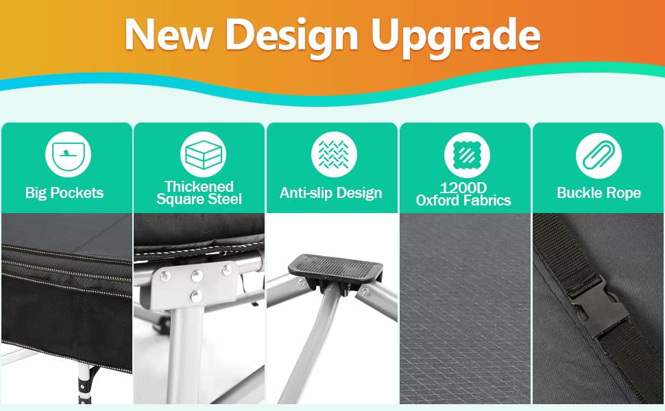 Homdox Camping cot Folding Outdoor Camping Travel Cot with Pad 900LBS ...