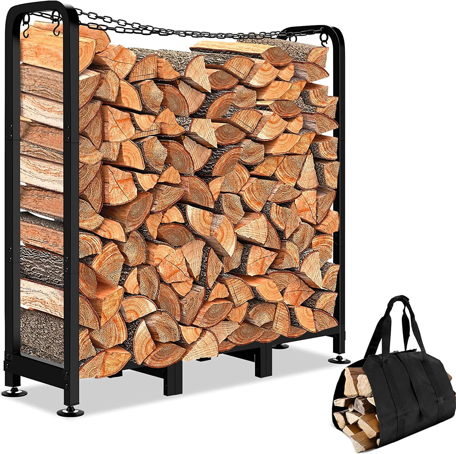 Homdox Firewood Rack, Heavy Duty Outdoor Log Rack Indoor Fire Wood ...