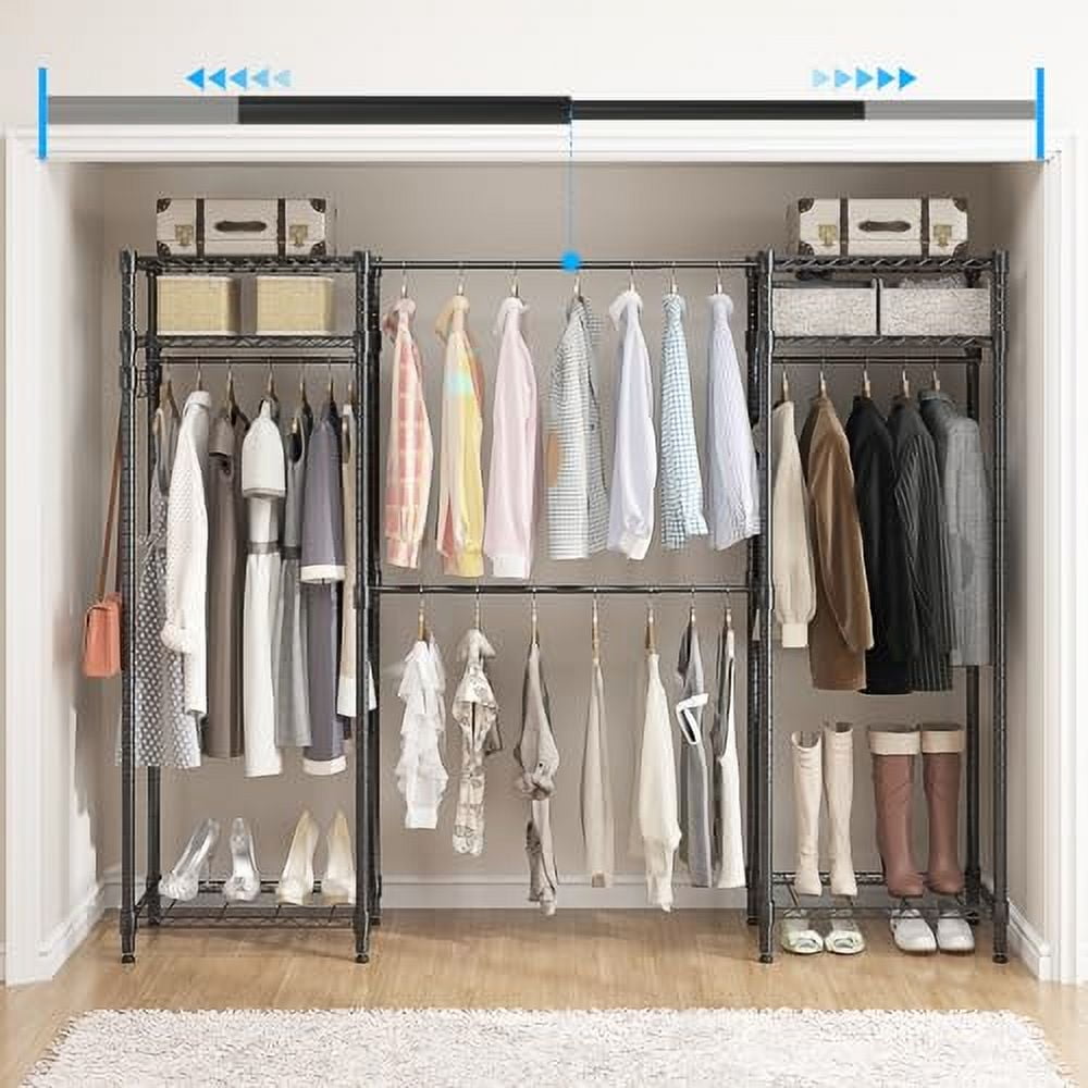 Homdox Heavy Duty Adjustable Clothing Rack, Expandable 3-Tier Shelves ...