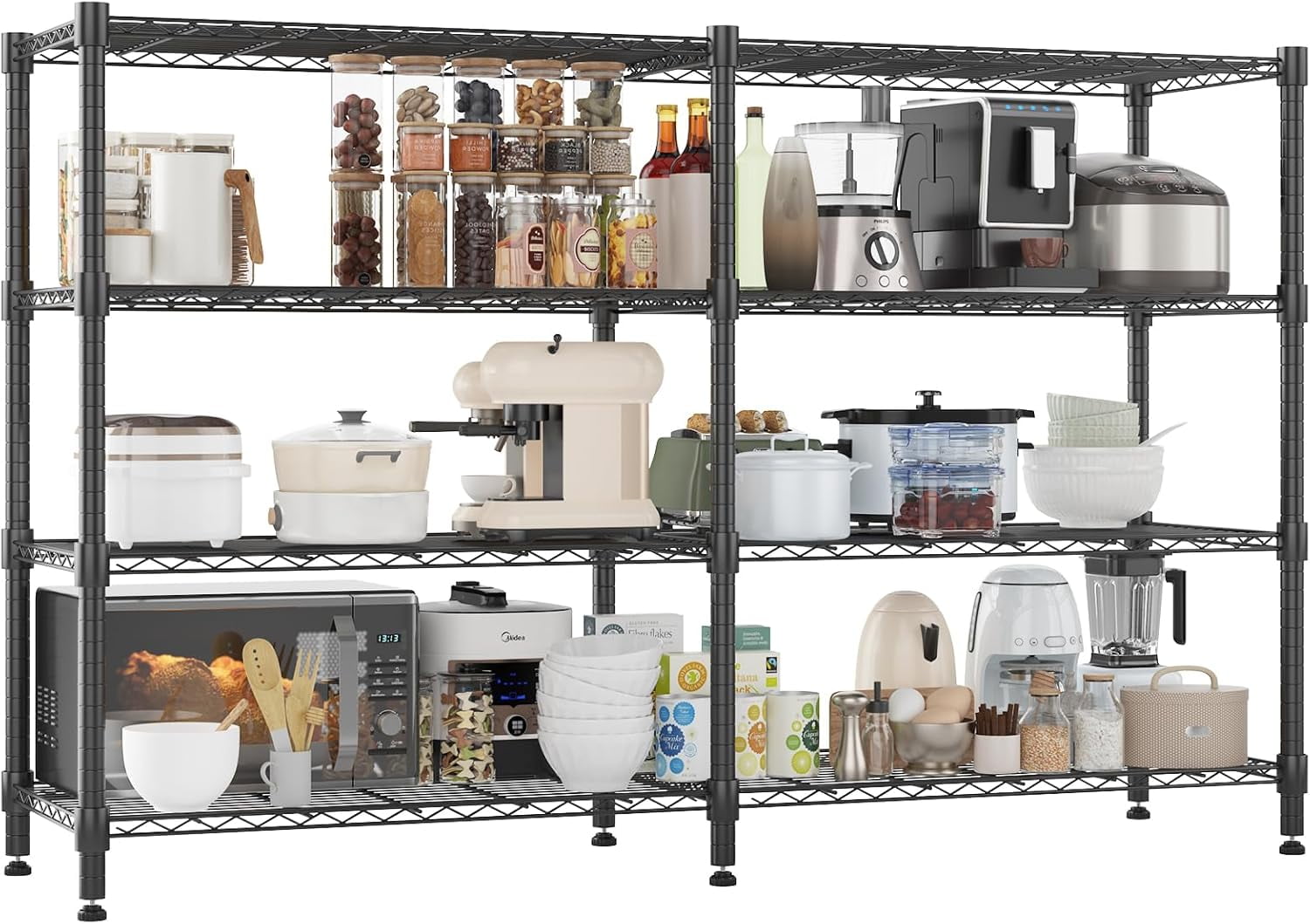 Homdox Heavy Duty Storage Shelves, 4 Tier Wire Shelving Unit ...