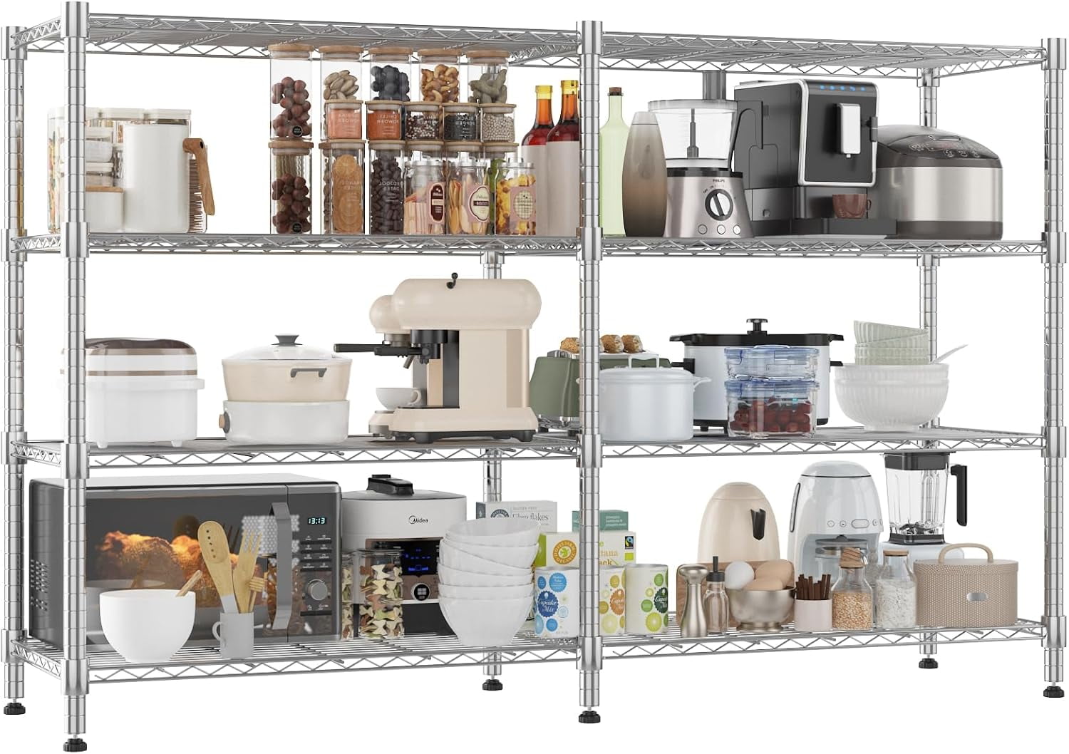 Homdox Heavy Duty Storage Shelves, 4 Tier Wire Shelving Unit ...