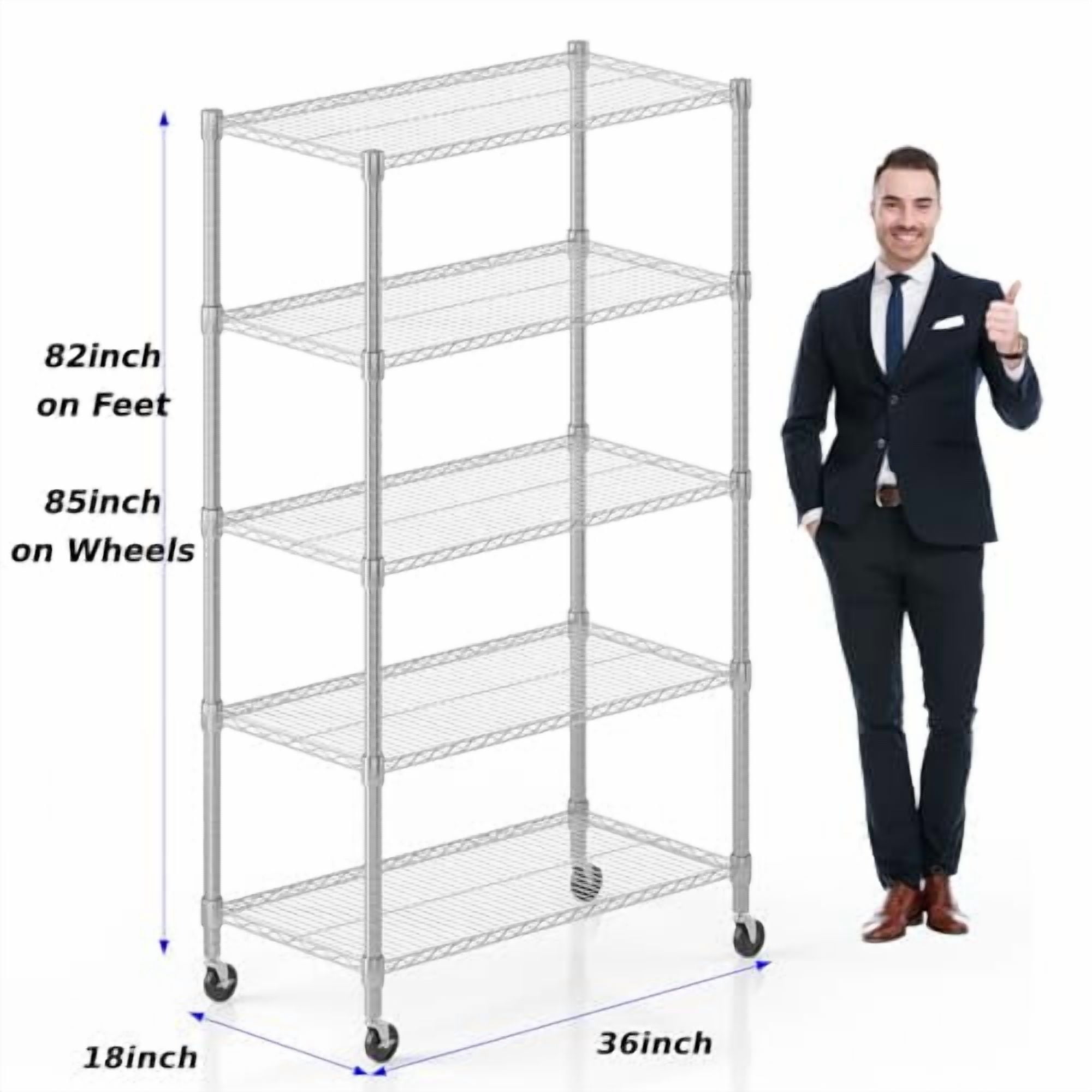 Homdox Heavy Duty Storage Shelves, 5 Tier Wire Shelving Unit with ...