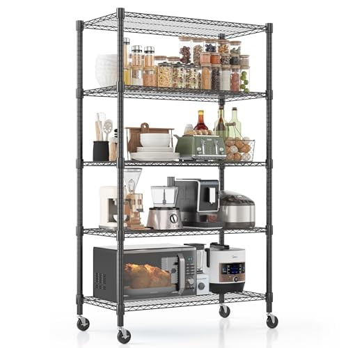Homdox Heavy Duty Storage Shelves, 5 Tier Wire Shelving Unit with ...