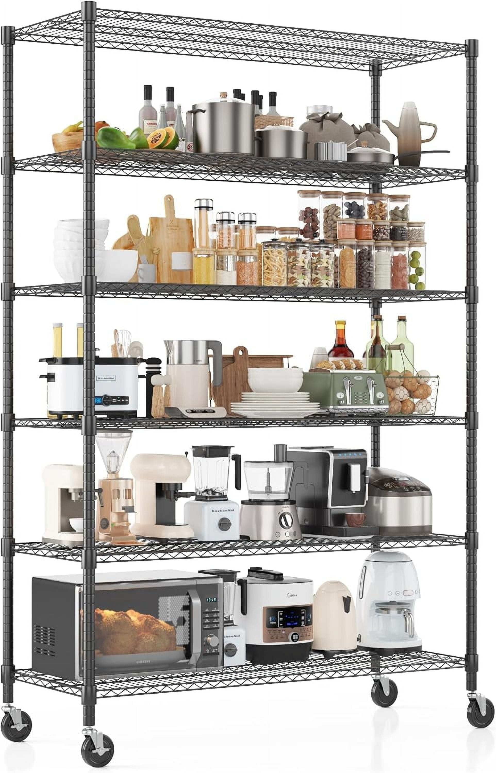 Homdox Heavy Duty Storage Shelves, 6 Tier Wire Shelving Unit with ...