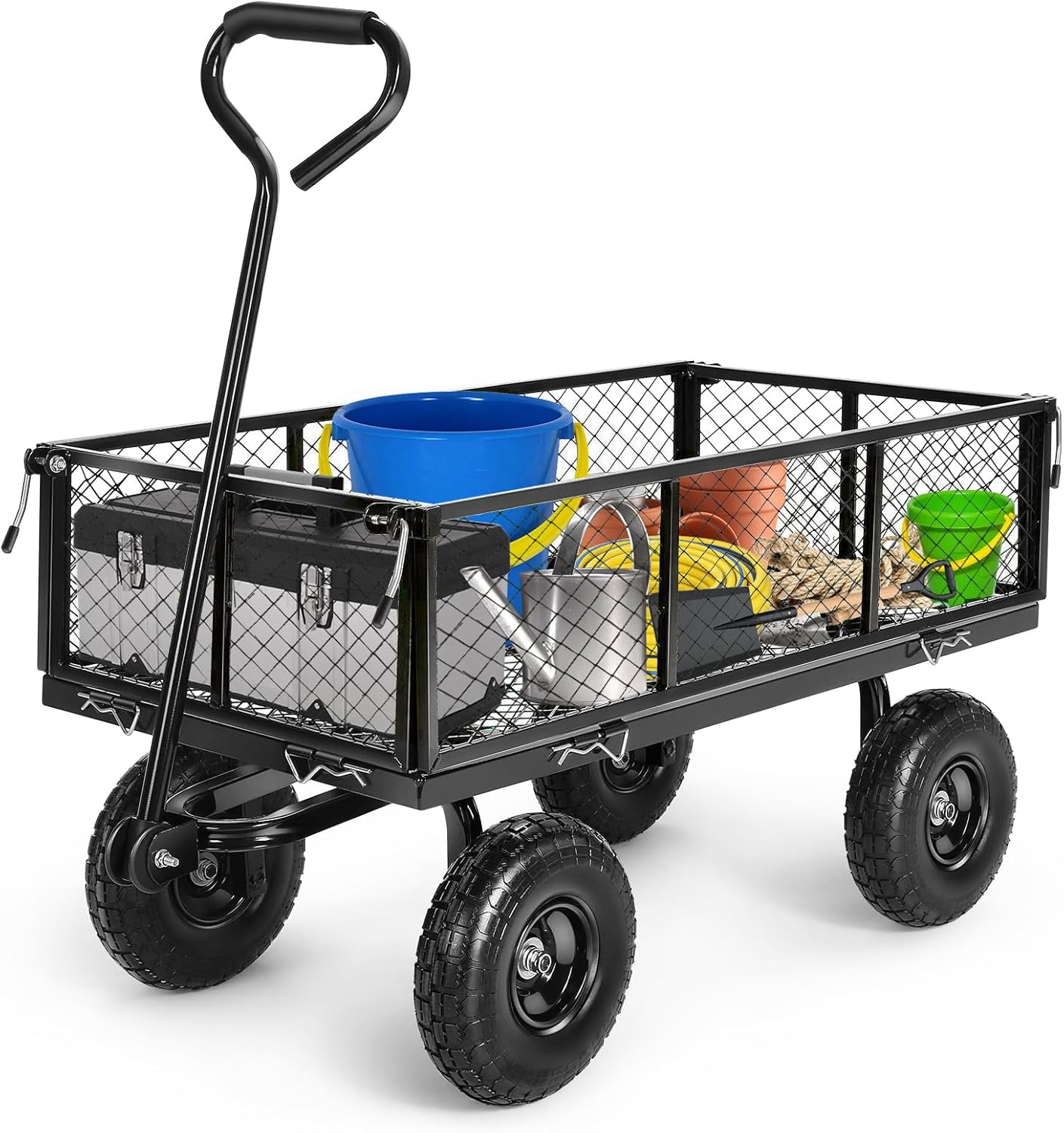 Homdox MAX 660LB Garden Cart, Heavy Duty Garden Wagon, Mesh Foldable ...