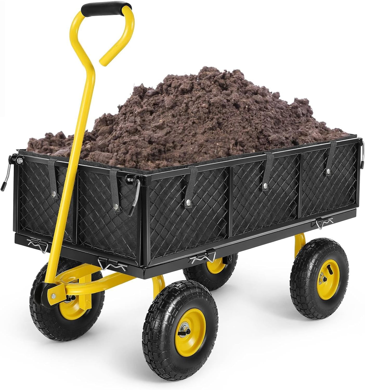 Homdox MAX 880 Lbs Garden Cart, Heavy Duty Foldable Mesh Steel Garden ...