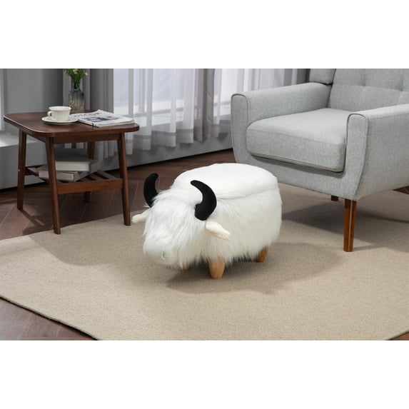 Home 2 Office Harry the Cow Storage Ottoman - White fur - Walmart.com