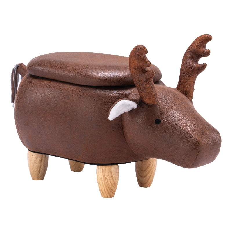 Home 2 Office Kids Elk Deer Fabric Storage Ottoman/Stool in Brown and ...
