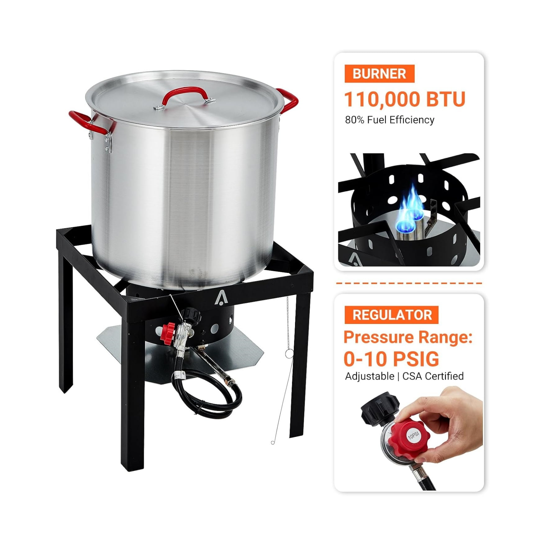 Home 60Qt Seafood Boil Pot, 11,0000 BTU Aluminum Outdoor Seafood Boil ...