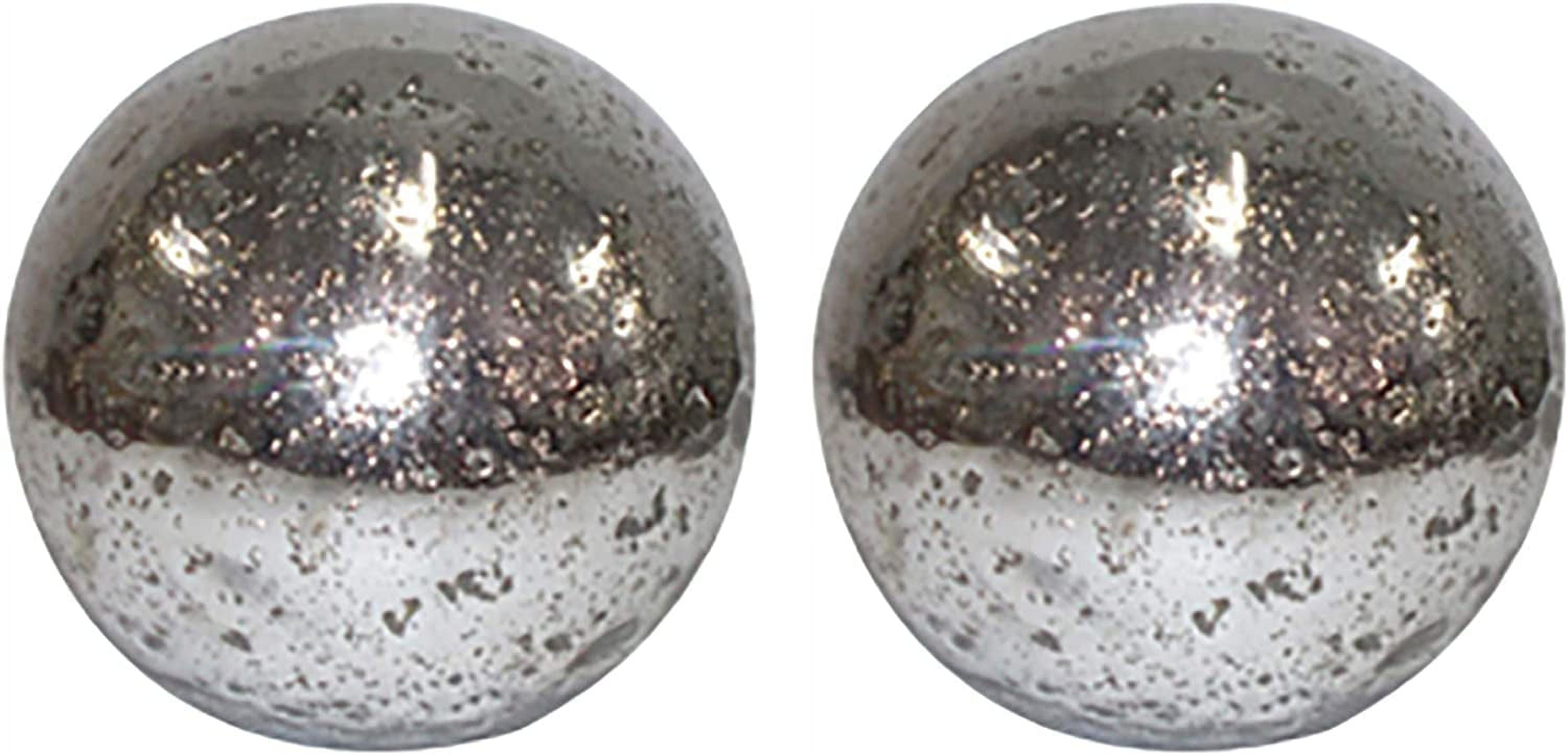 Home 8" Decorative Orbs Silver Glass Sphere for Bowl Vase Table Centerpieces Sliver Set of 2 ...