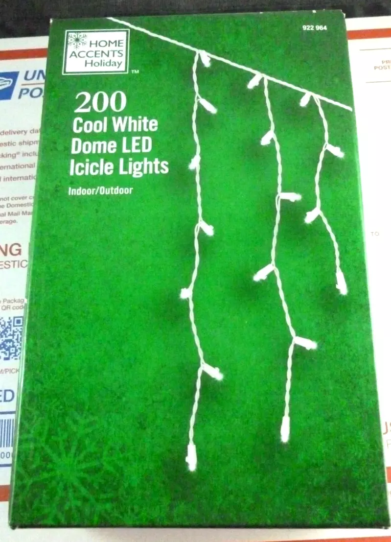 Home Accents 200 Cool White Dome LED Icicle String Lights Holiday ...