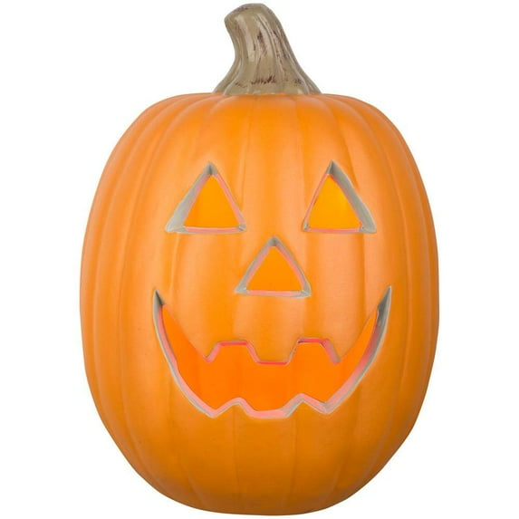 Home Accents Holiday 12 in. Orange Lighted Blow Mold Jack-O-Lantern Happy - Walmart.com