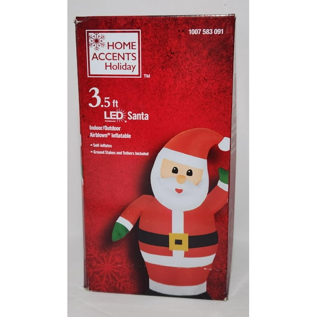 Home Accents Holiday 3.5 Foot Waving Santa Claus Light Up LED Christmas ...