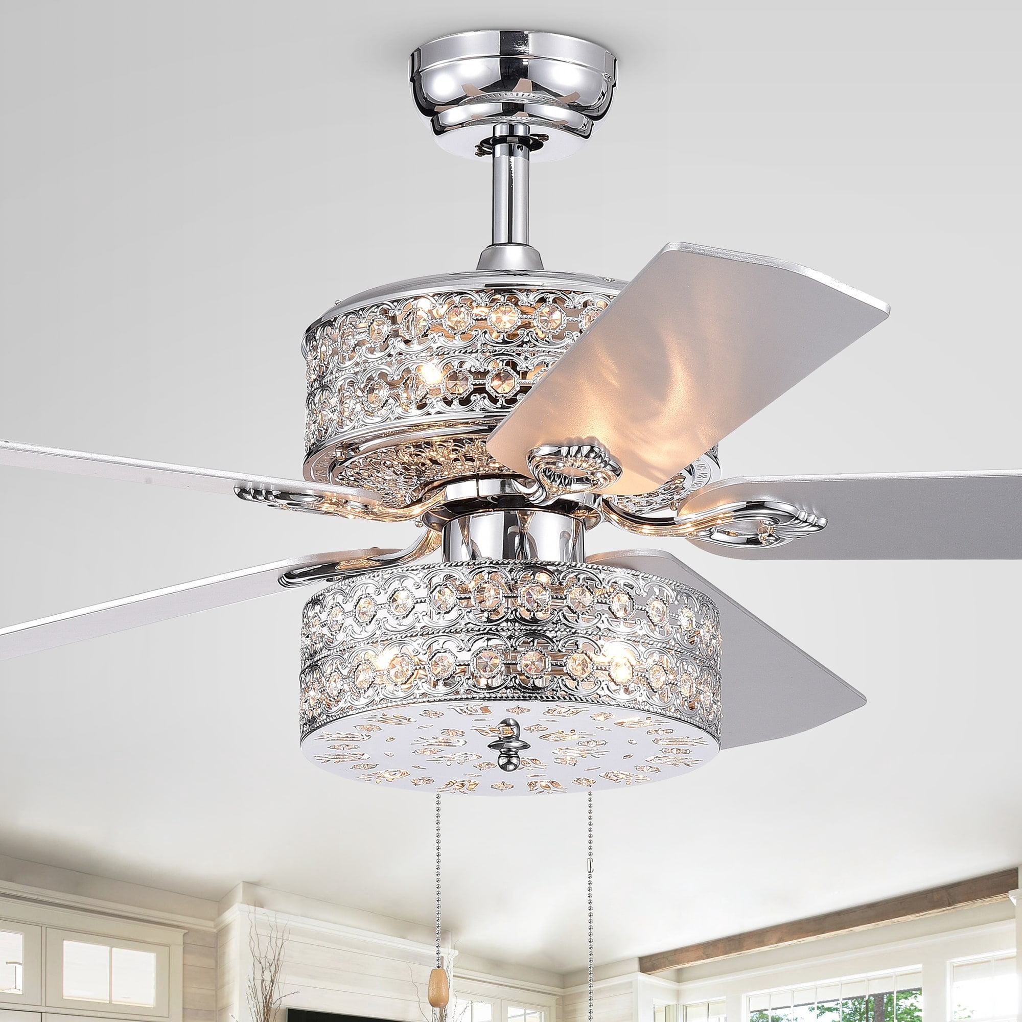 Home Accessories Empire Deux 5-Blade Silver Chandelier Ceiling Fan 52 ...