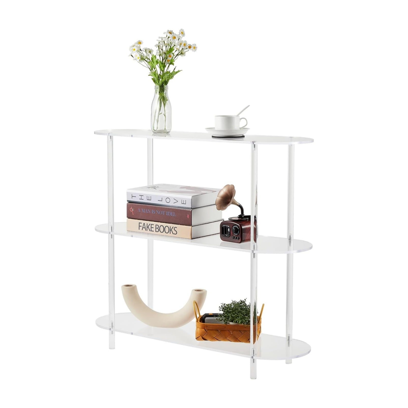 Home Acrylic Ladder Bookshelf, 3-Tier Clear Wall Mounted Book Shelf for ...