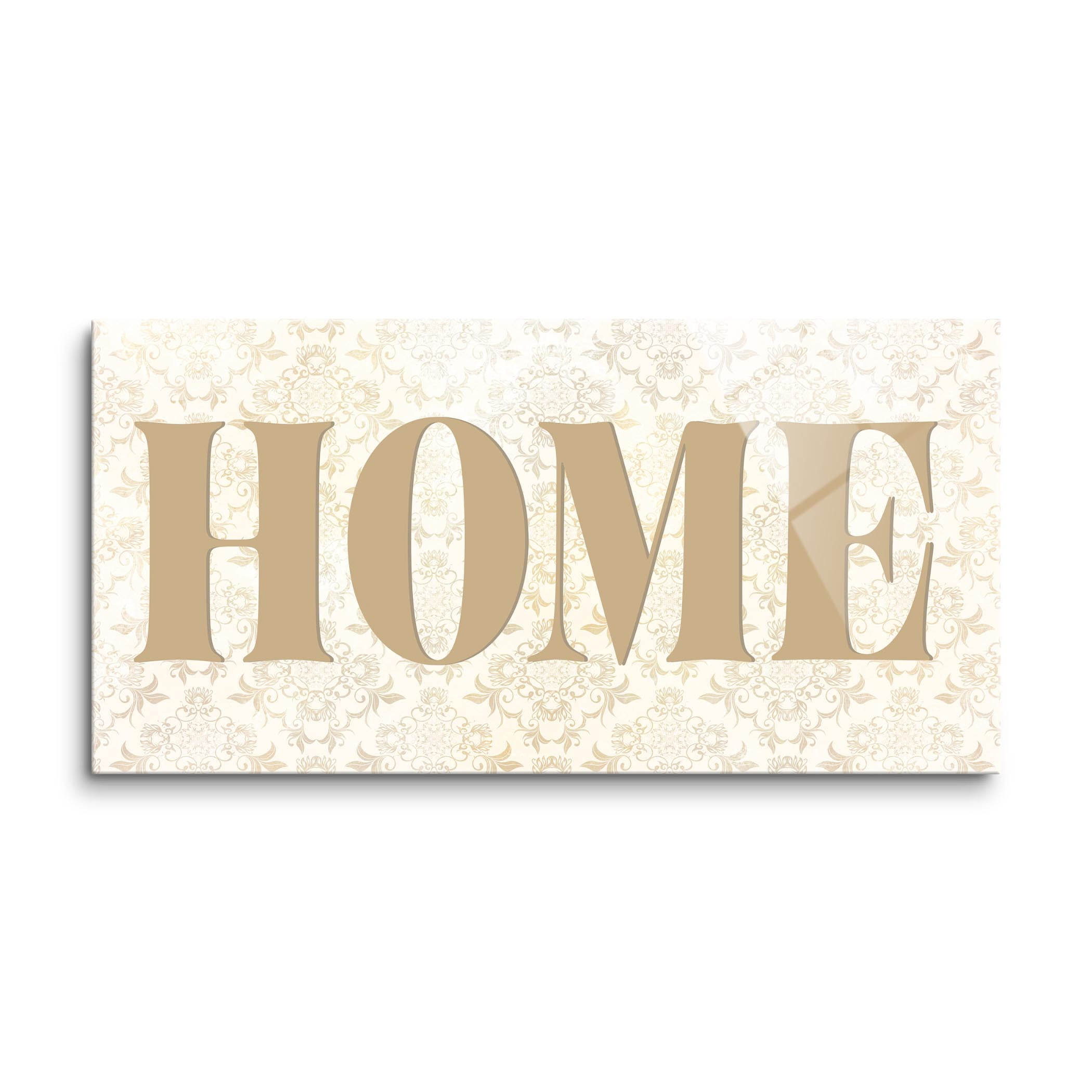 Home Almond Damask Golden Tan 16 x 8 Glass Wall Hanging Sign - Walmart.com