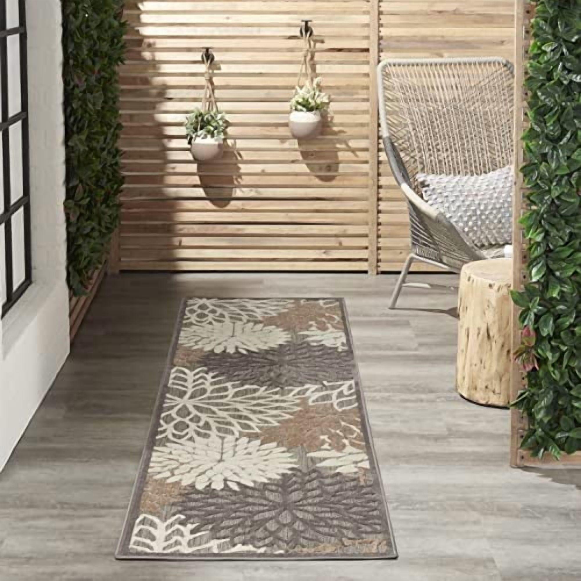 Home Aloha Natural 2'3" x 10' Area Rug - Easy Clean, Non Shedding, Bed ...