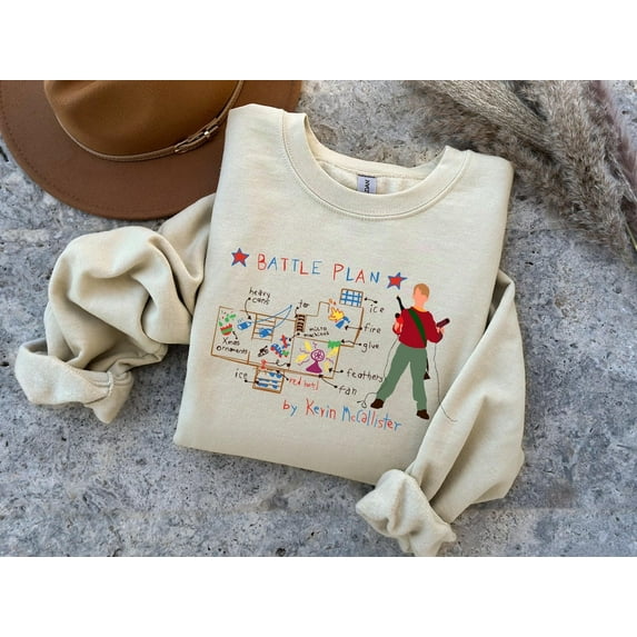Home Alone Battle Plan Map SweatHome Alone Kevin Battle Plan 's 308 Sweatshirt All Size S-5XL ...