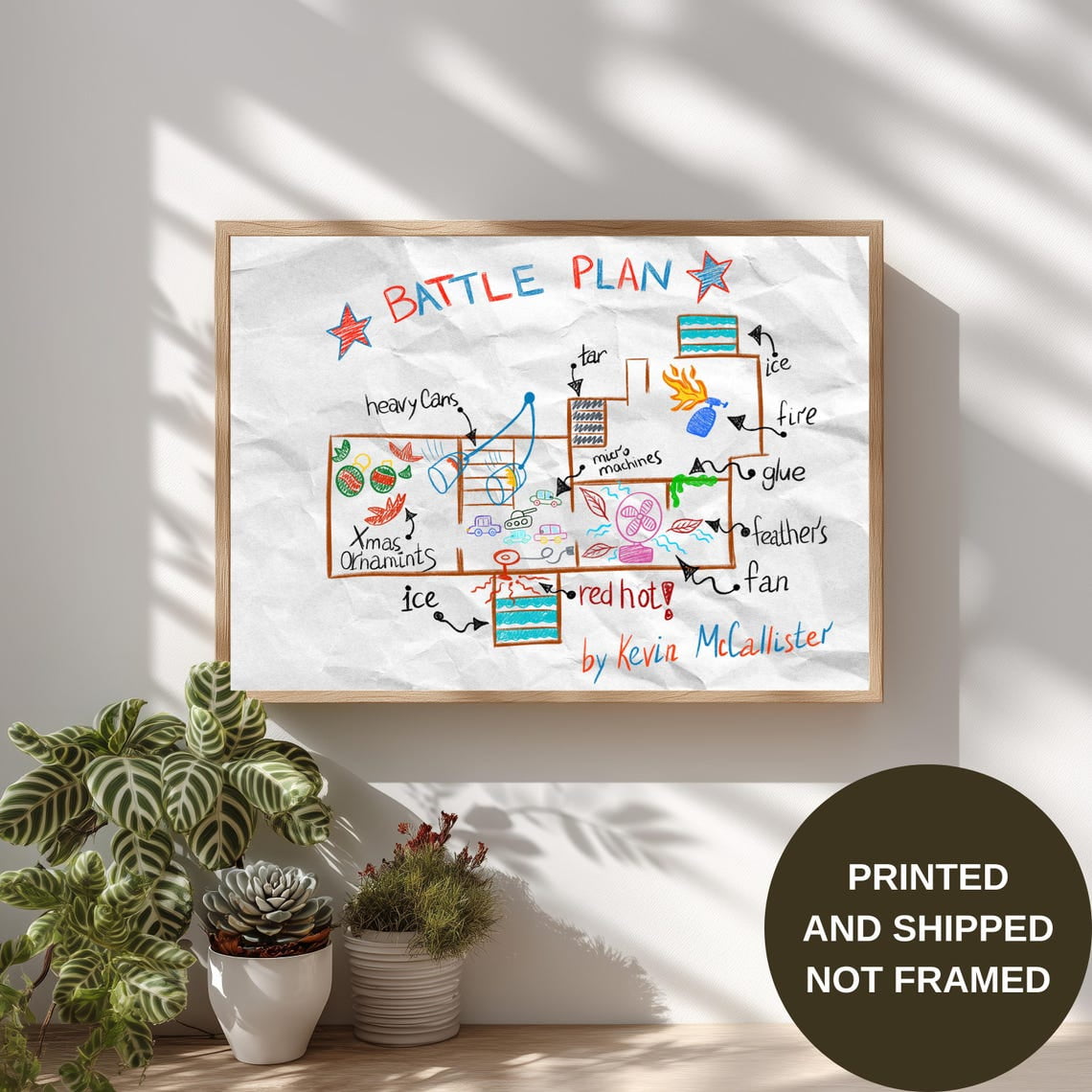 Home Alone Battle Plan Poster: Christmas Movie Map Art, Unframed Poster ...