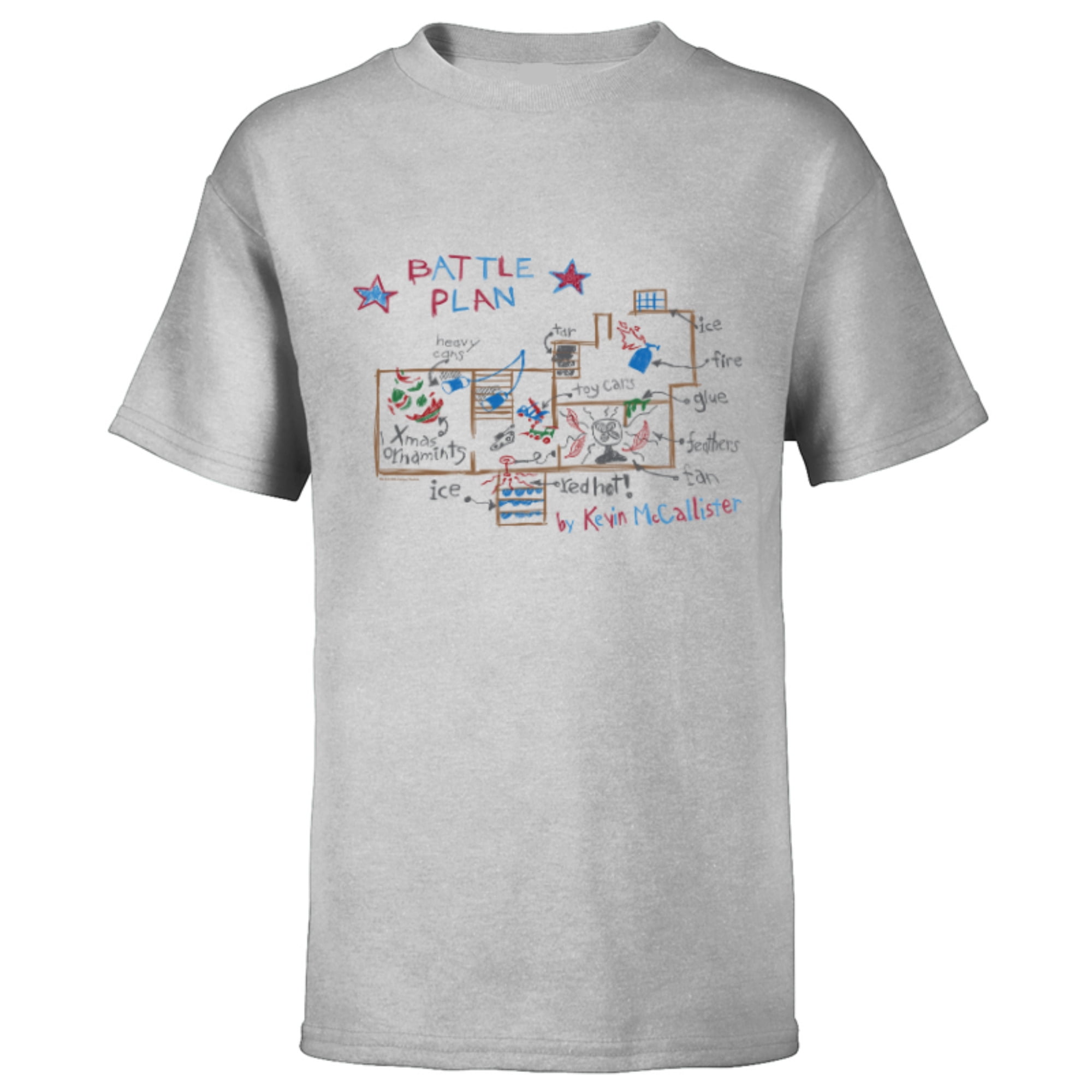 Home Alone Christmas Kevin’s Battle Plan Drawing - Short Sleeve T-Shirt ...
