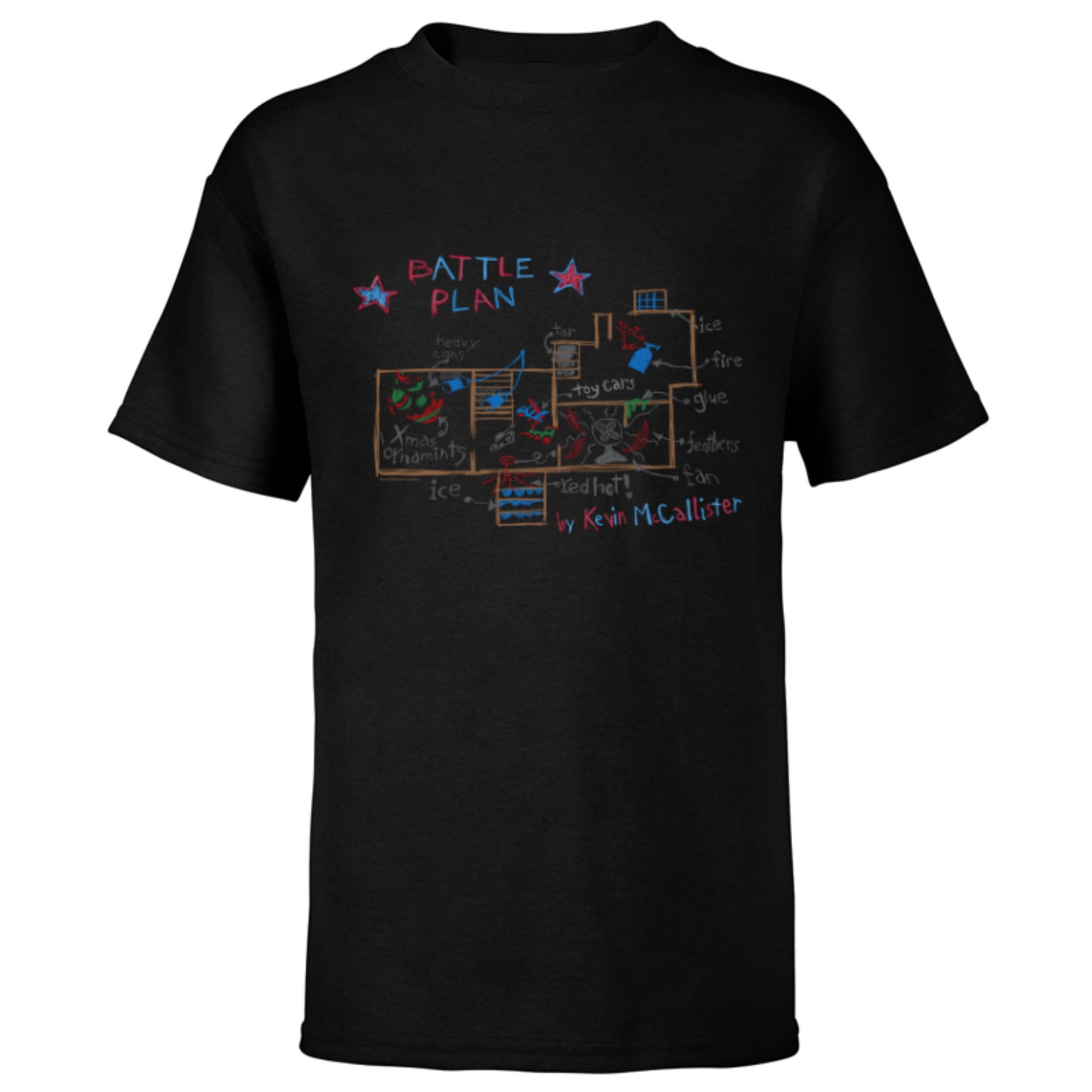 Home Alone Christmas Kevin’s Battle Plan Drawing - Short Sleeve T-Shirt ...