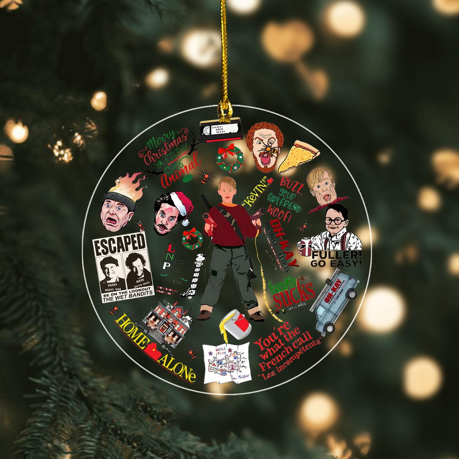 Home Alone Christmas Ornament, Funny Movie Quote Ornament, Kevin ...