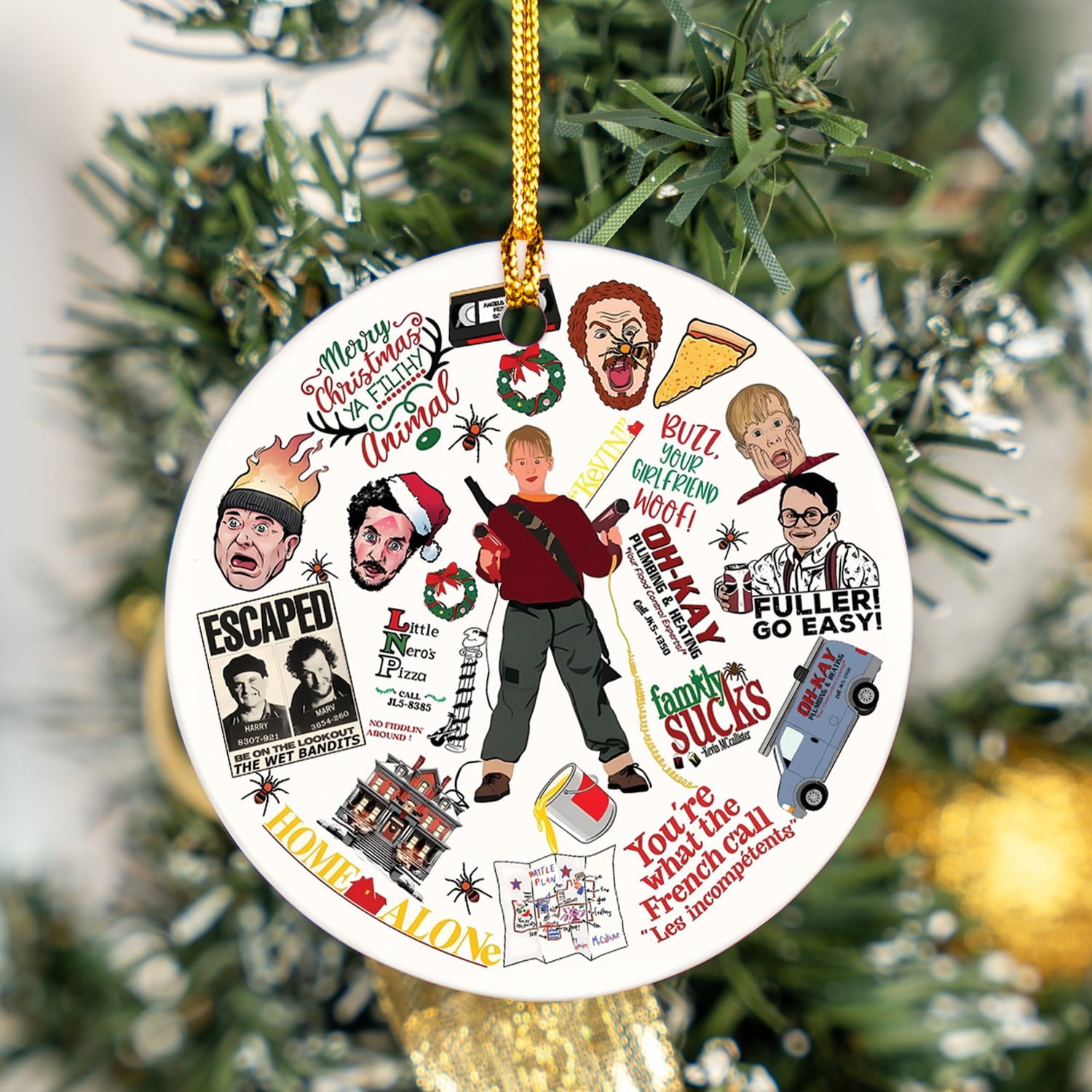 Home Alone Christmas Ornament, Funny Movie Quote Ornament, Kevin ...