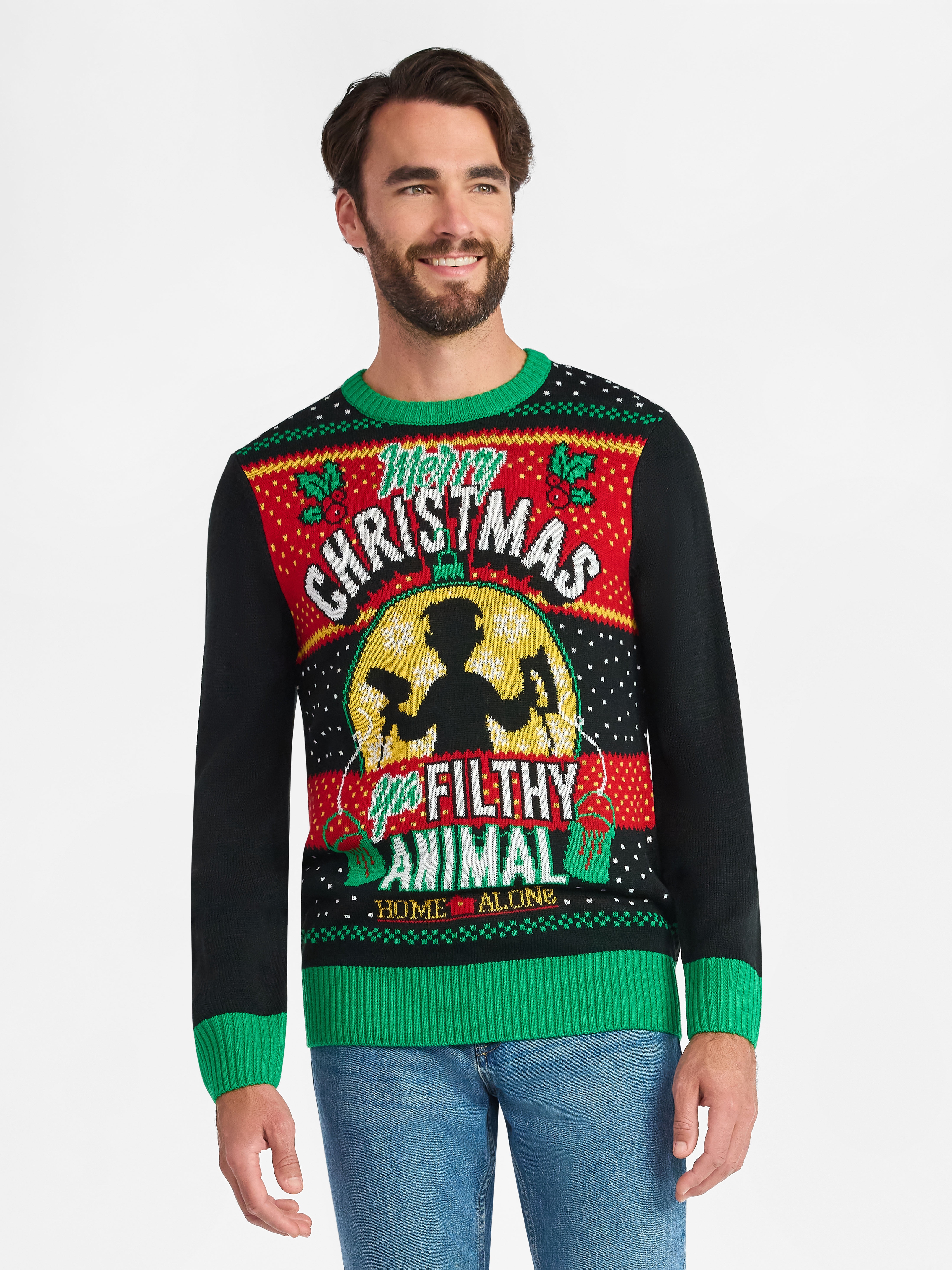 Home Alone Men's and Big Men's Filthy Animal Christmas Sweater, Sizes S ...