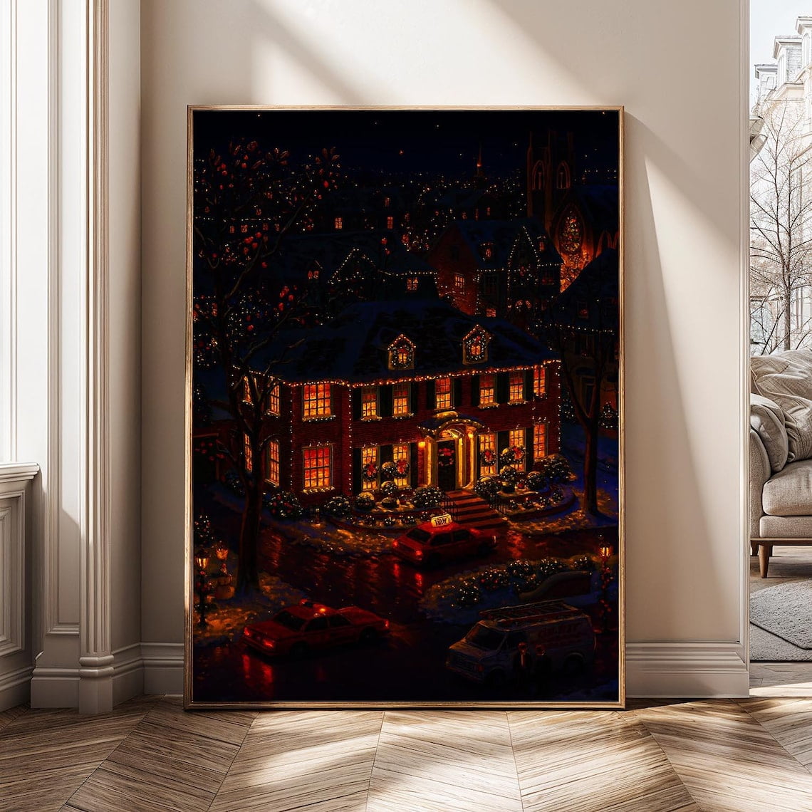 Home Alone House Christmas Wall Art | Holiday Canvas Print | Cozy ...