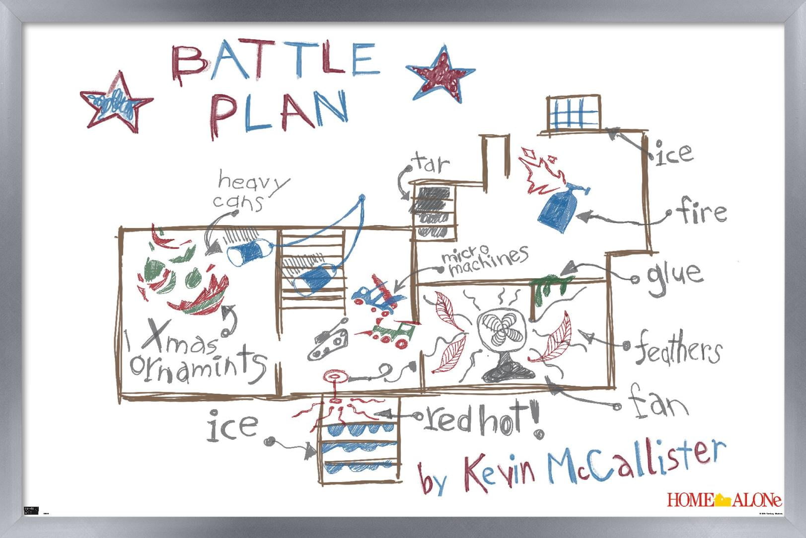 Home Alone - Map Wall Poster, 14.725" x 22.375", Framed - Walmart.com