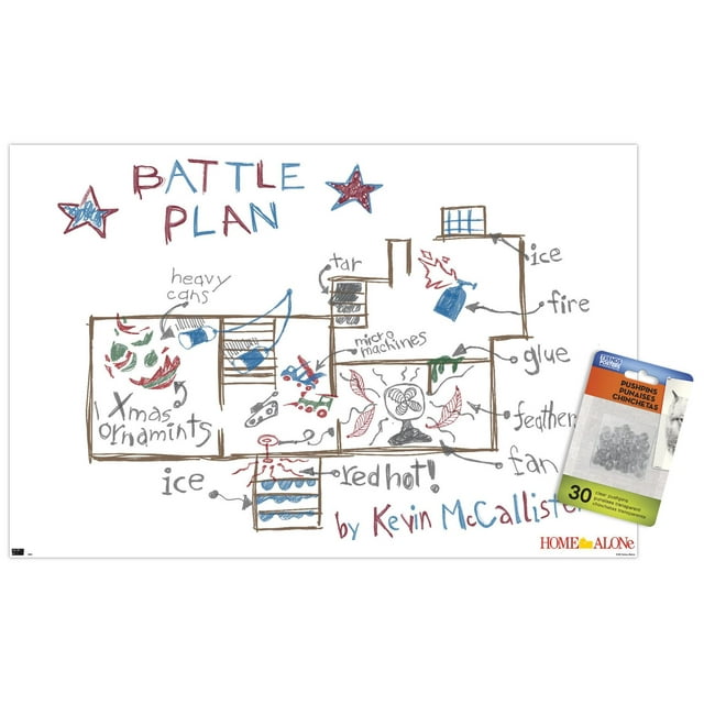 Home Alone - Map Wall Poster with Pushpins, 14.725" x 22.375" - Walmart.com