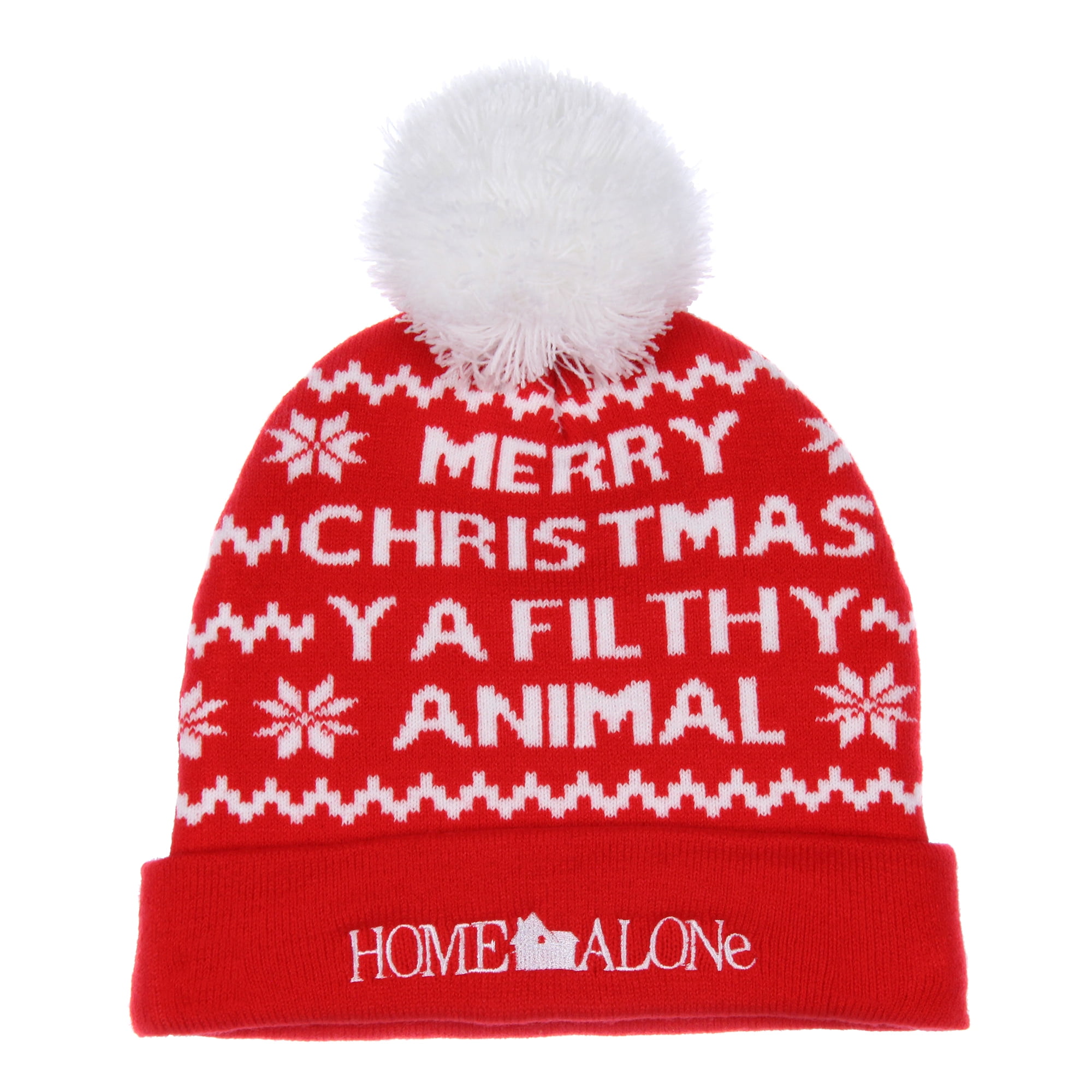 Home Alone Merry Christmas Ya Filthy Animal Fold Cuff Pom Adult Knit ...