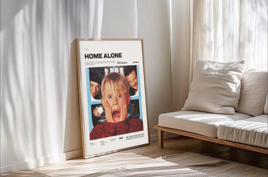 Home Alone Movie Poster Macaulay Culkin Print Chris Columbus Christmas ...