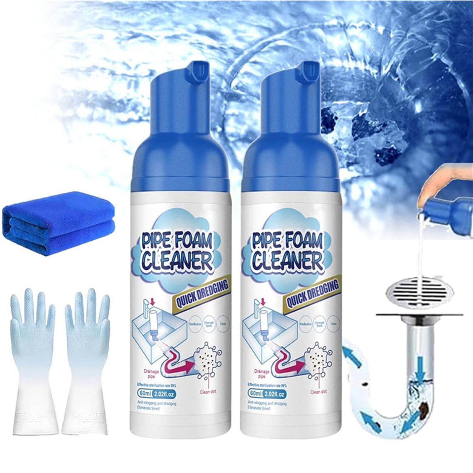 Home And Kitchen Pipe Foam Cleaner, For Dissolves Food Leftovers, Oil ...