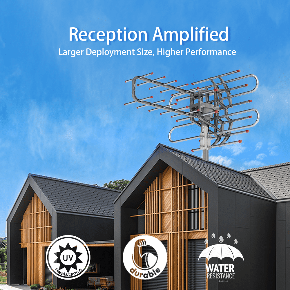 Home Apartment HDTV 1080P Outdoor Amplified Antenna TV 360° UHF/VHF/FM ...