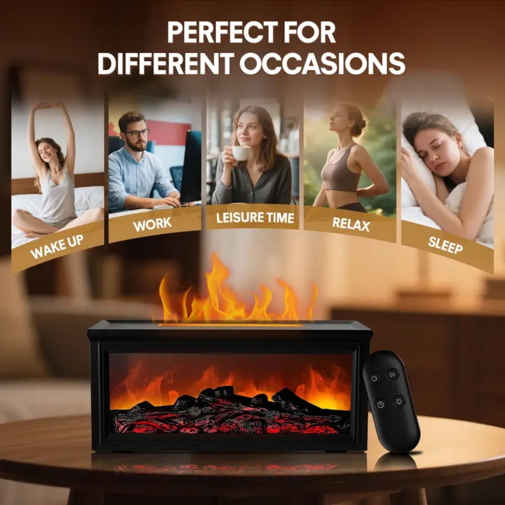 Home Aroma Diffuser Fireplace Flame Diffuser USB-TYPE C 9.47oz 7 Color ...