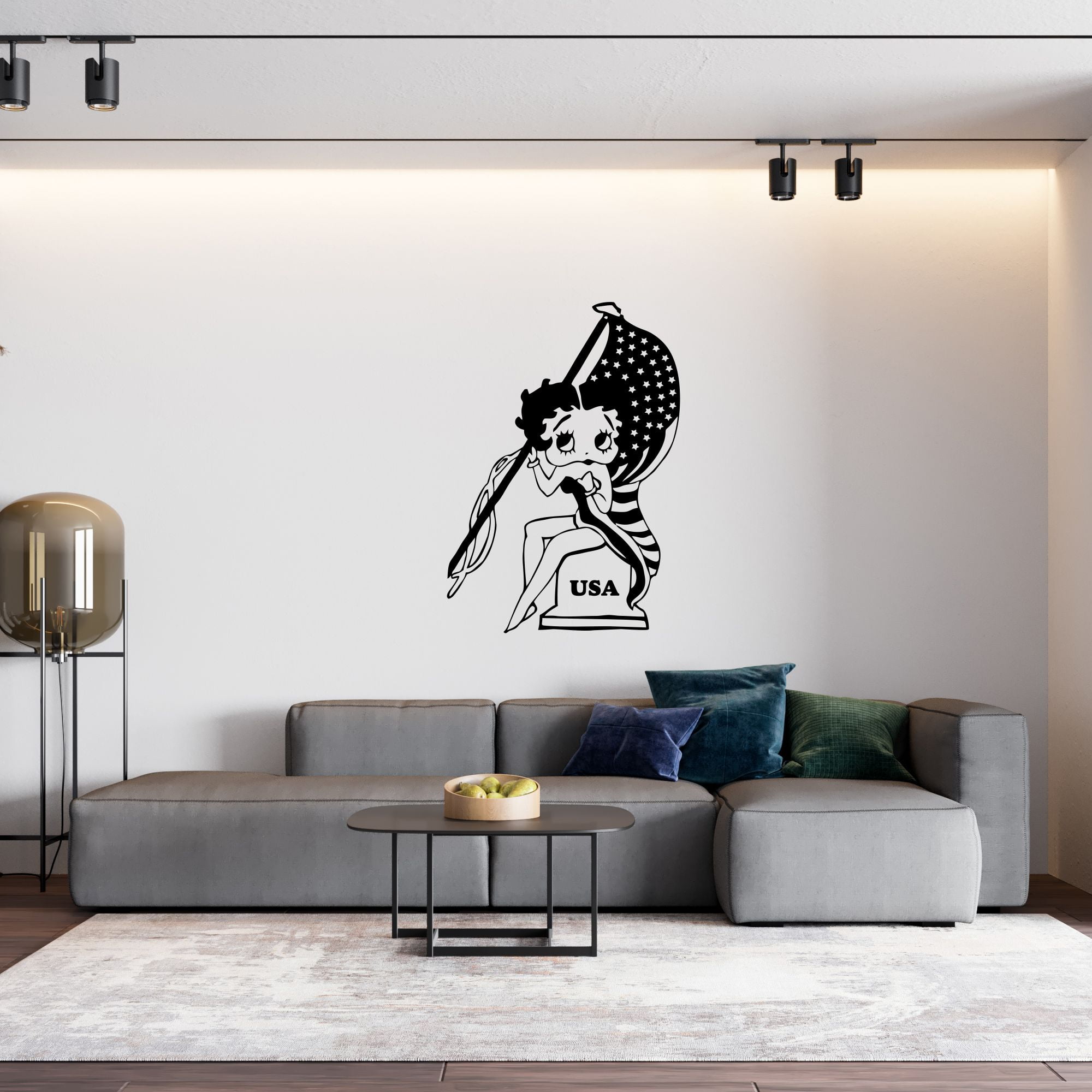 Home Art Betty Boop Holding The USA Flag Wall Decal | 20" x 26 ...