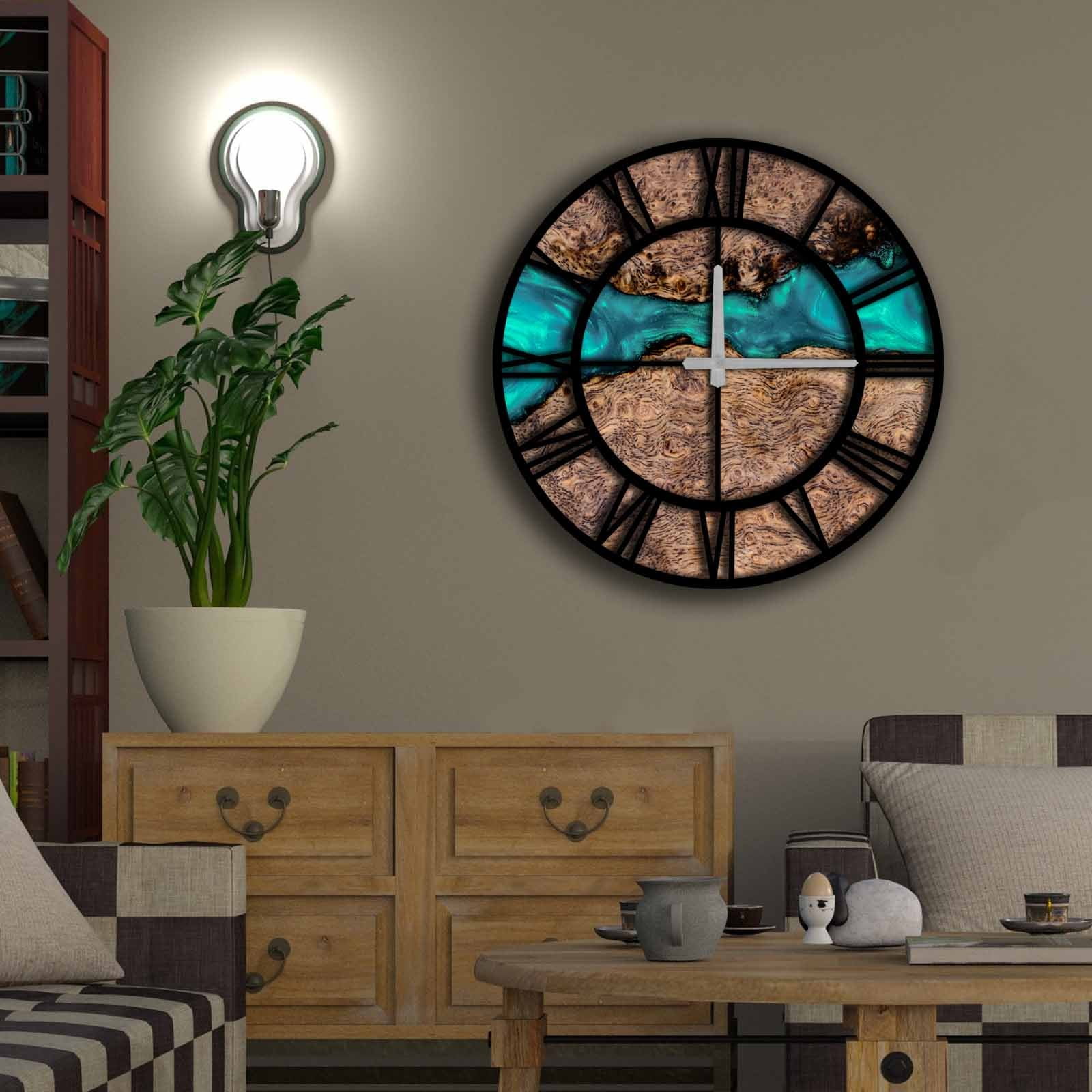 Home Art Cecil - Multicolor Wall Battery Operated Decorative MDF Clock ...