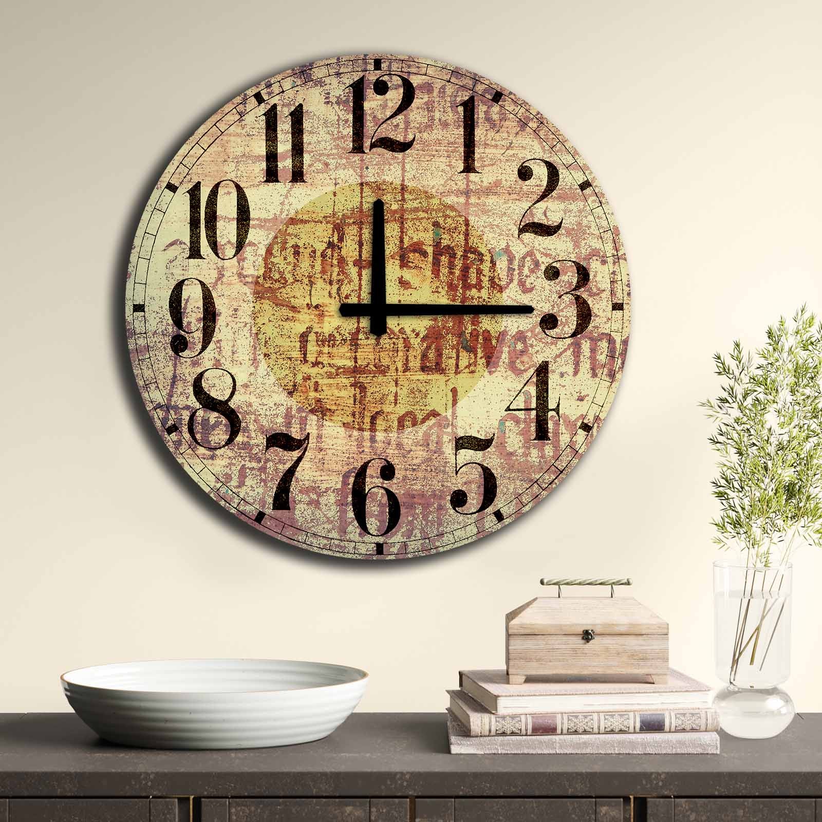 Home Art - Miu - Multicolor Decorative MDF Clock - Walmart.com