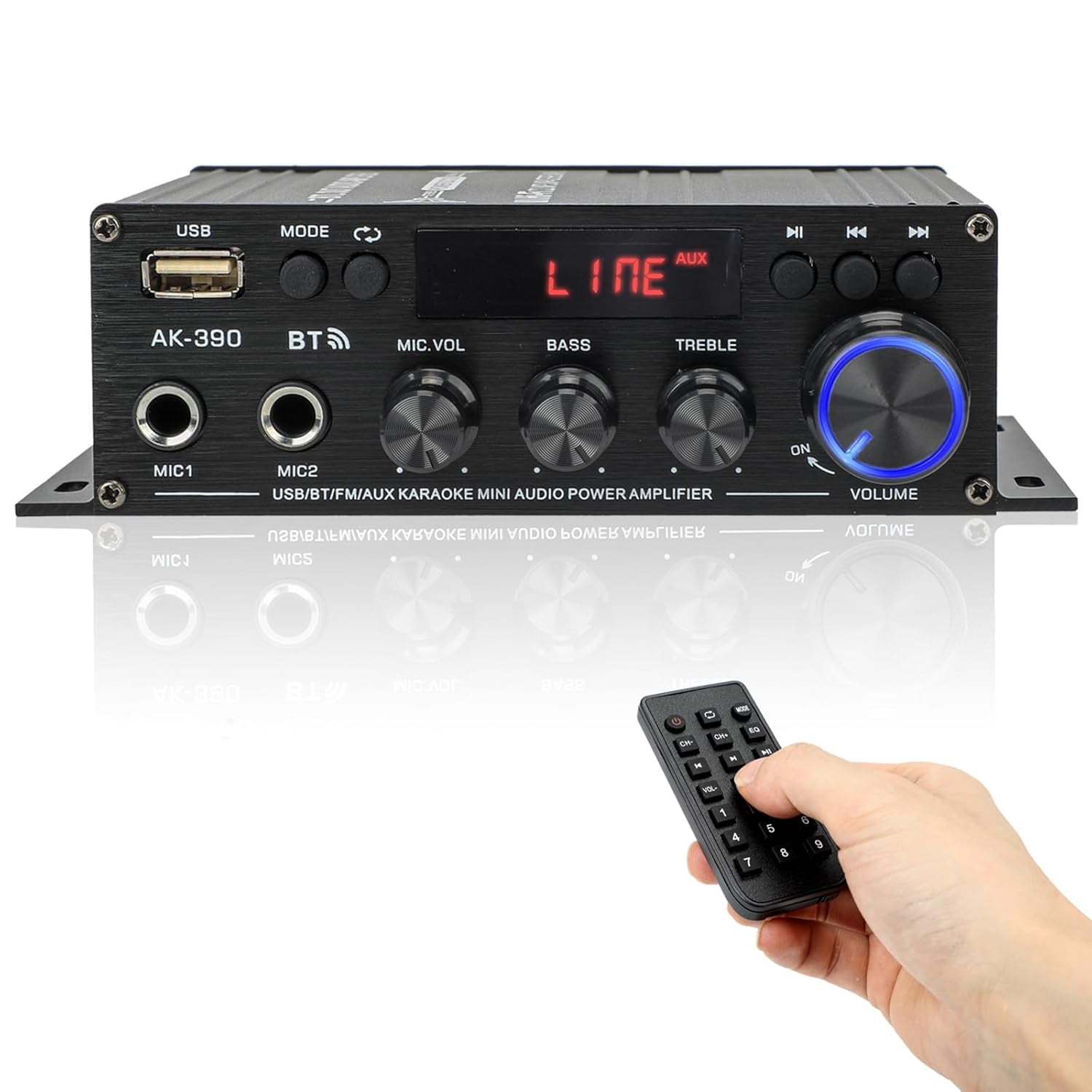 Home Audio 800W Amplifier with Bluetooth 5.0, 2 Channel RMS 40Wx2 Small ...