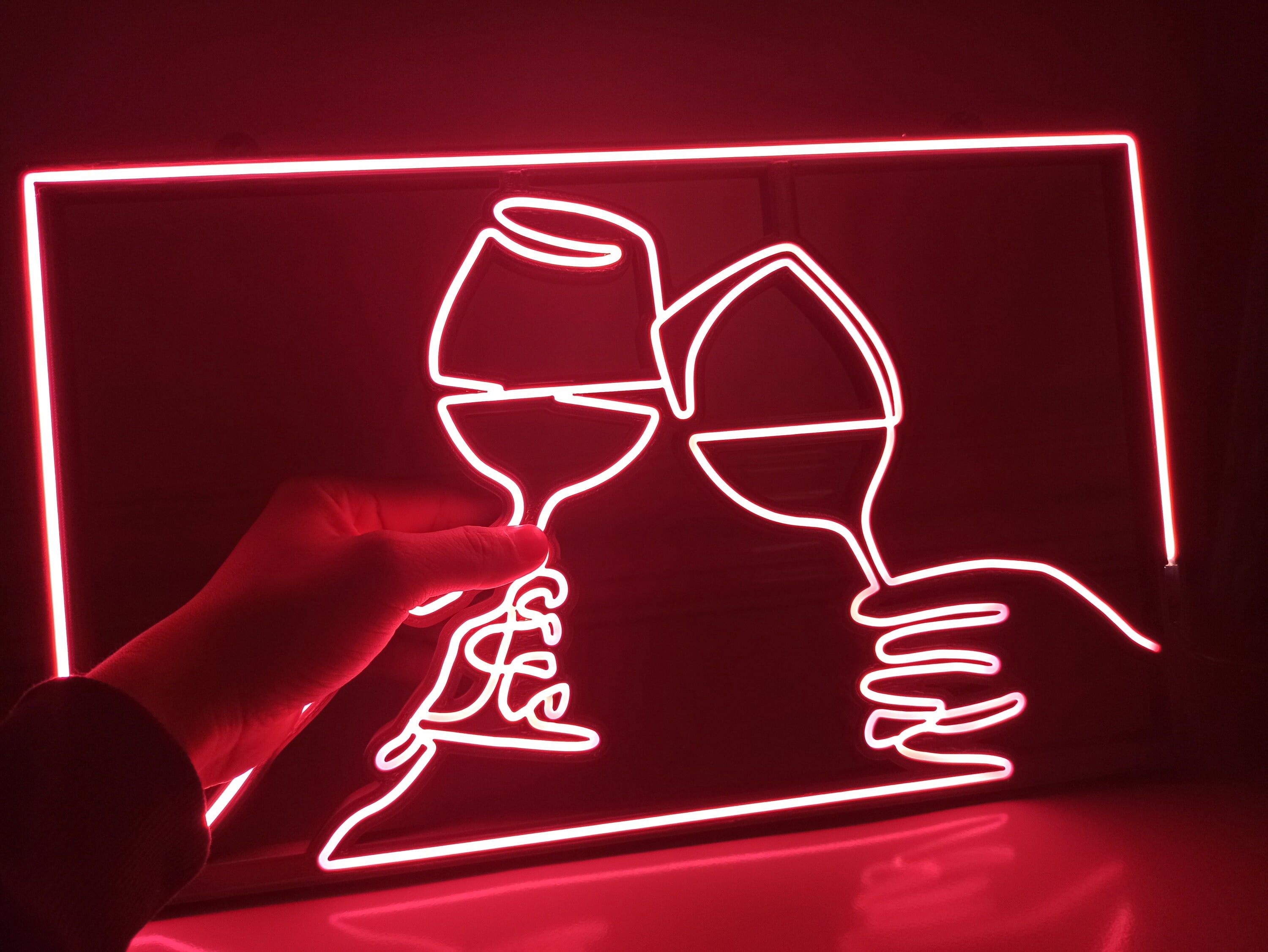 Home Bar Neon Sign, Hand Hold Wine Neon Light, Champagne Led Light ...