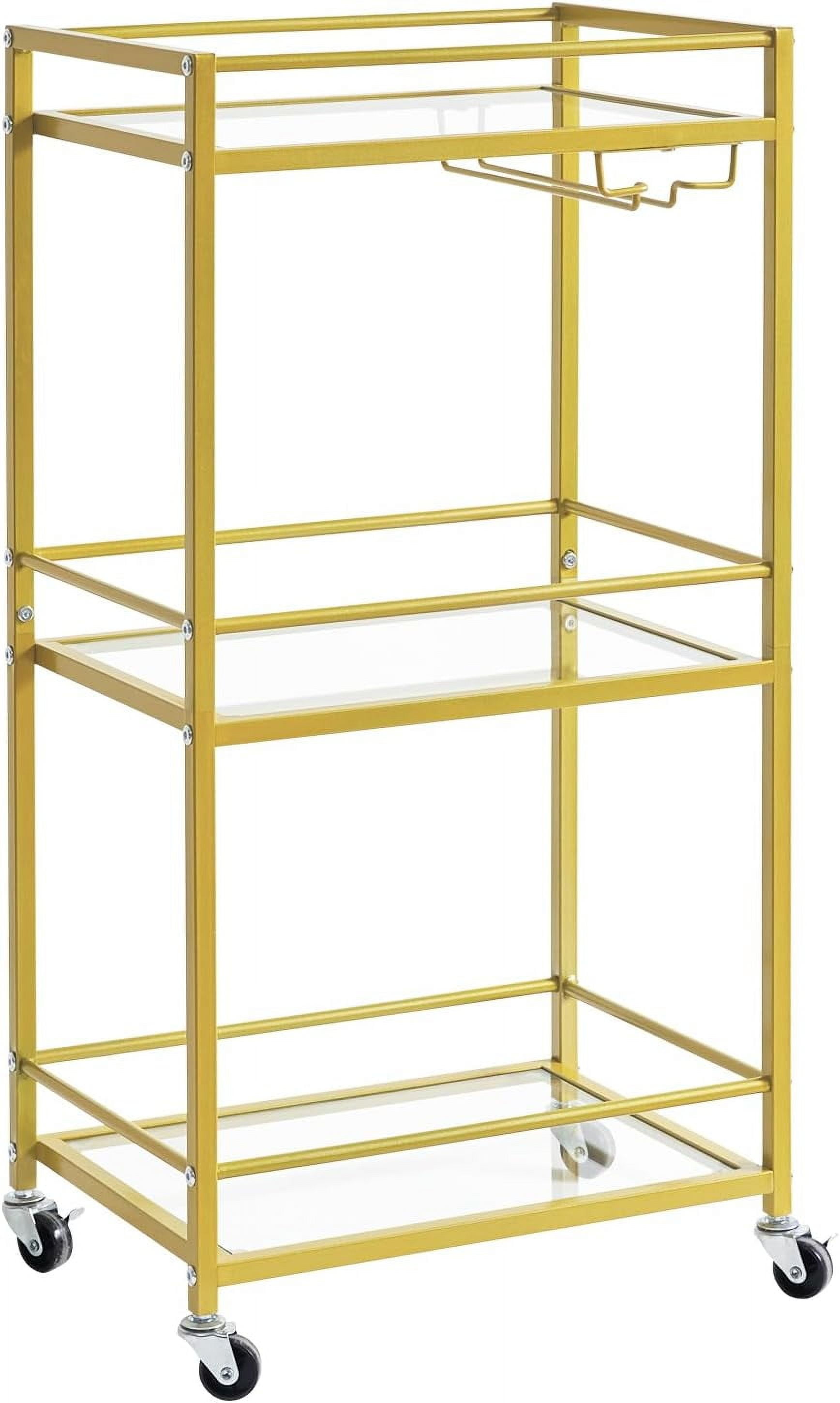 Home Bar Serving Cart,Small Bar Cart with 3-Tier Glass Shelf, Mobile ...