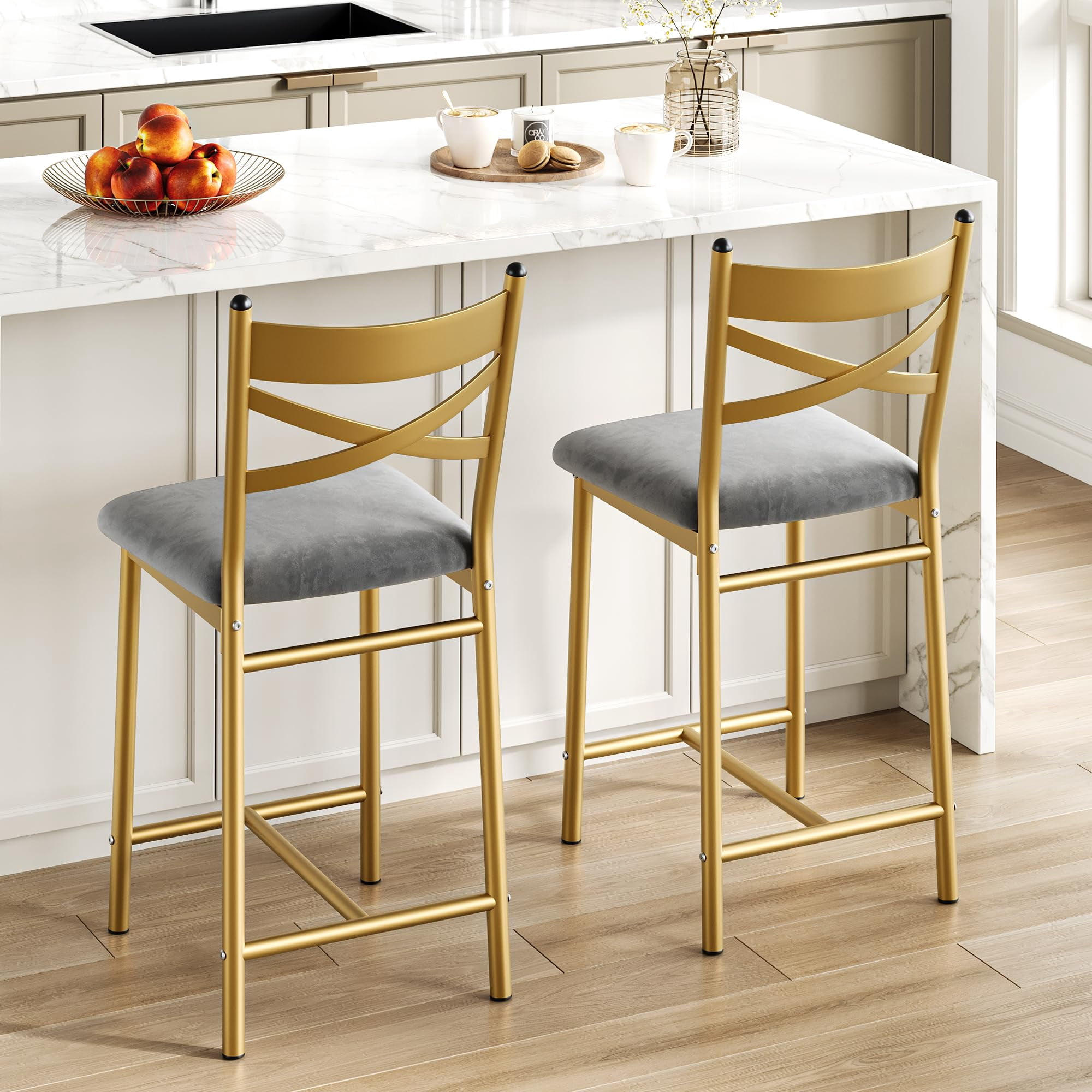 Home Bar Stools Set of 2, 22.4" Modern Counter Height Barstool With ...