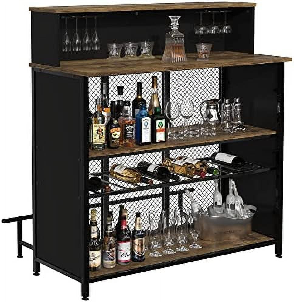 Home Bar Unit Mini Bar Liquor Bar Table with Storage and Footrest for ...
