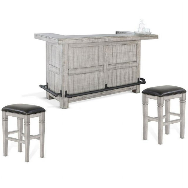 Home Bar and Bar Stools with Cushion in Alpine Gray 3 Piece Set ...