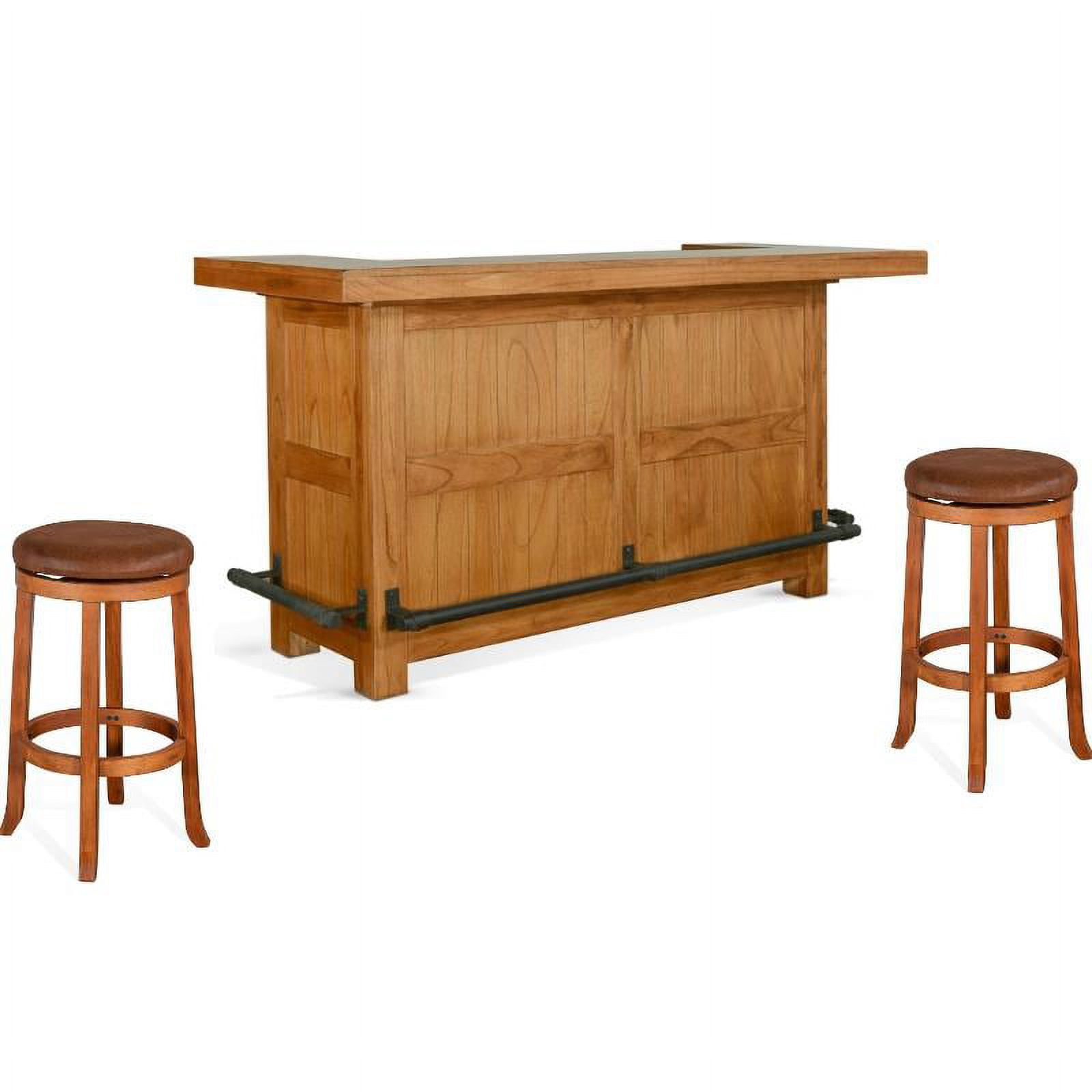 Home Bar and Swivel Bar Stools in Rustic Oak 3 Piece Set - Walmart.com