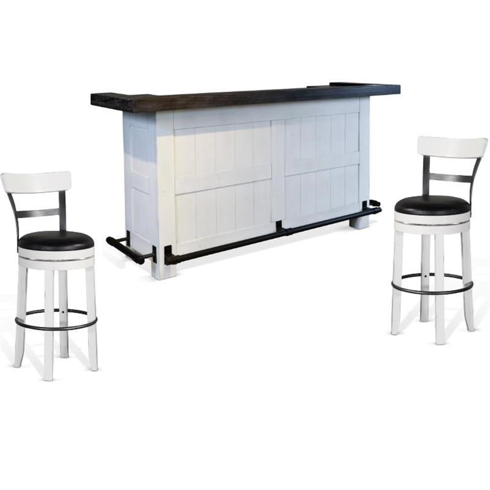 Home Bar and Swivel Bar Stools with Back in European Cottage White 3 ...