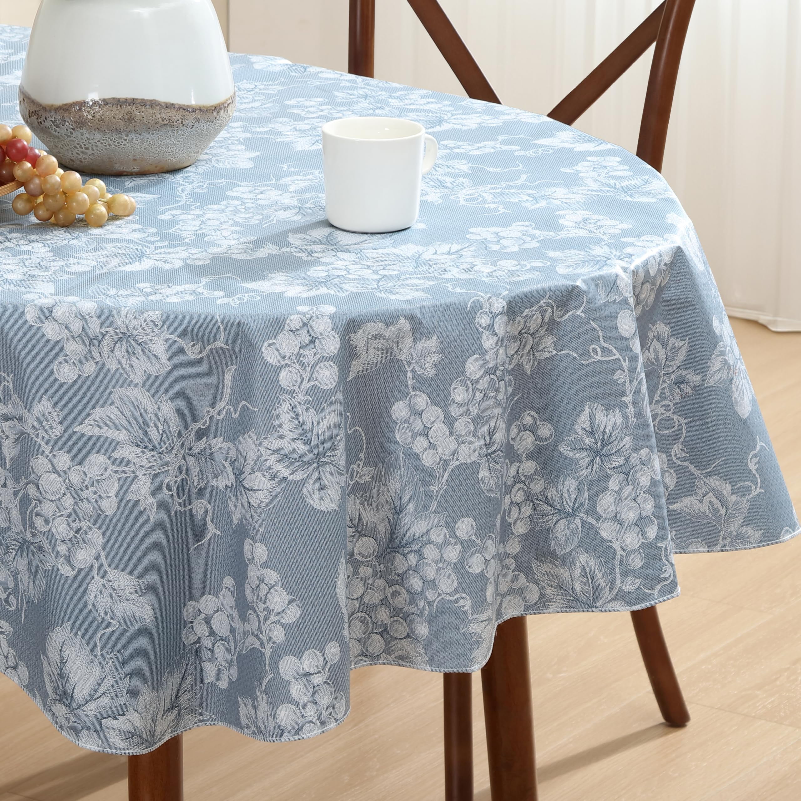 Home Bargains Plus Blue Grapevine Print 60 x 84 Inch Oval Vinyl ...