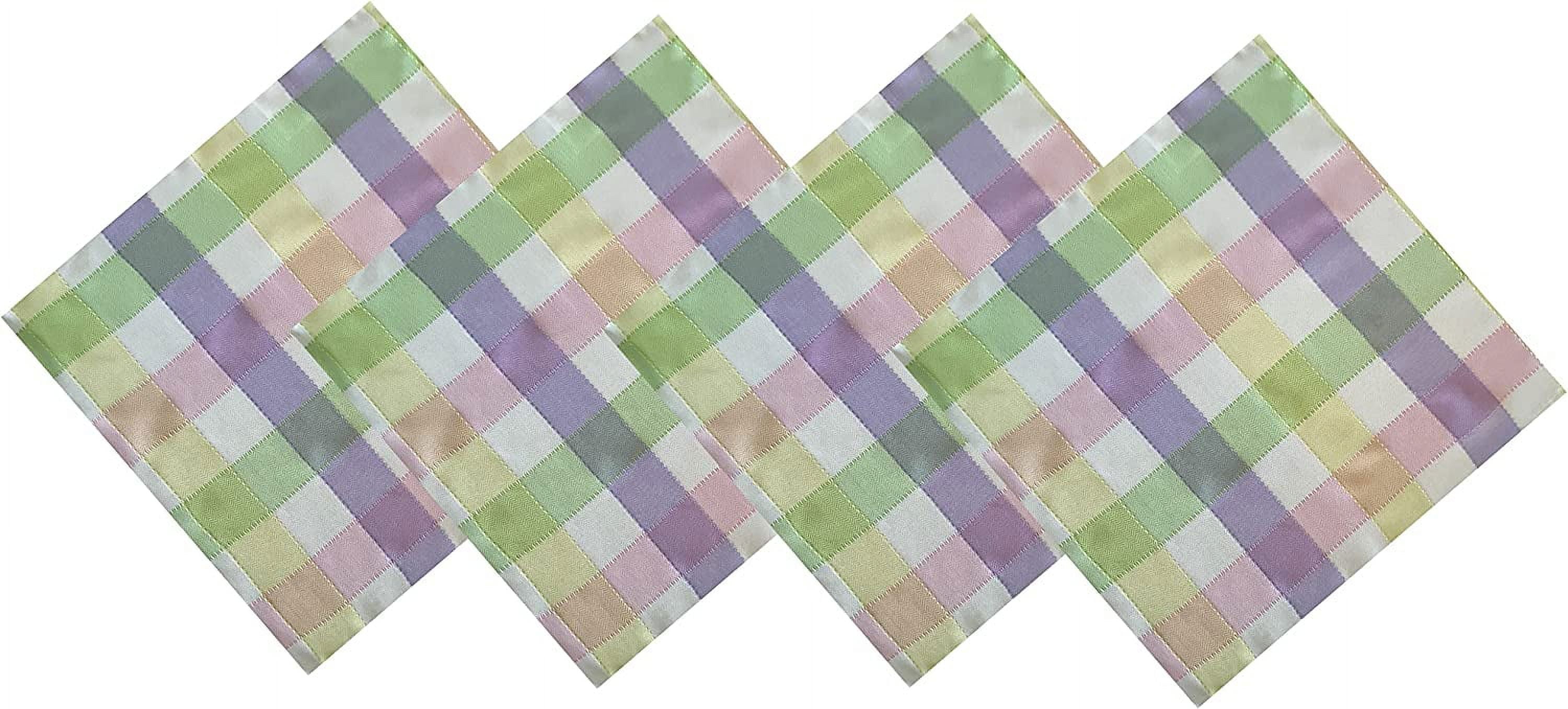 Easter Fun Block Purple, Green and Pink Pastel Plaid Set of 4 Fabric ...