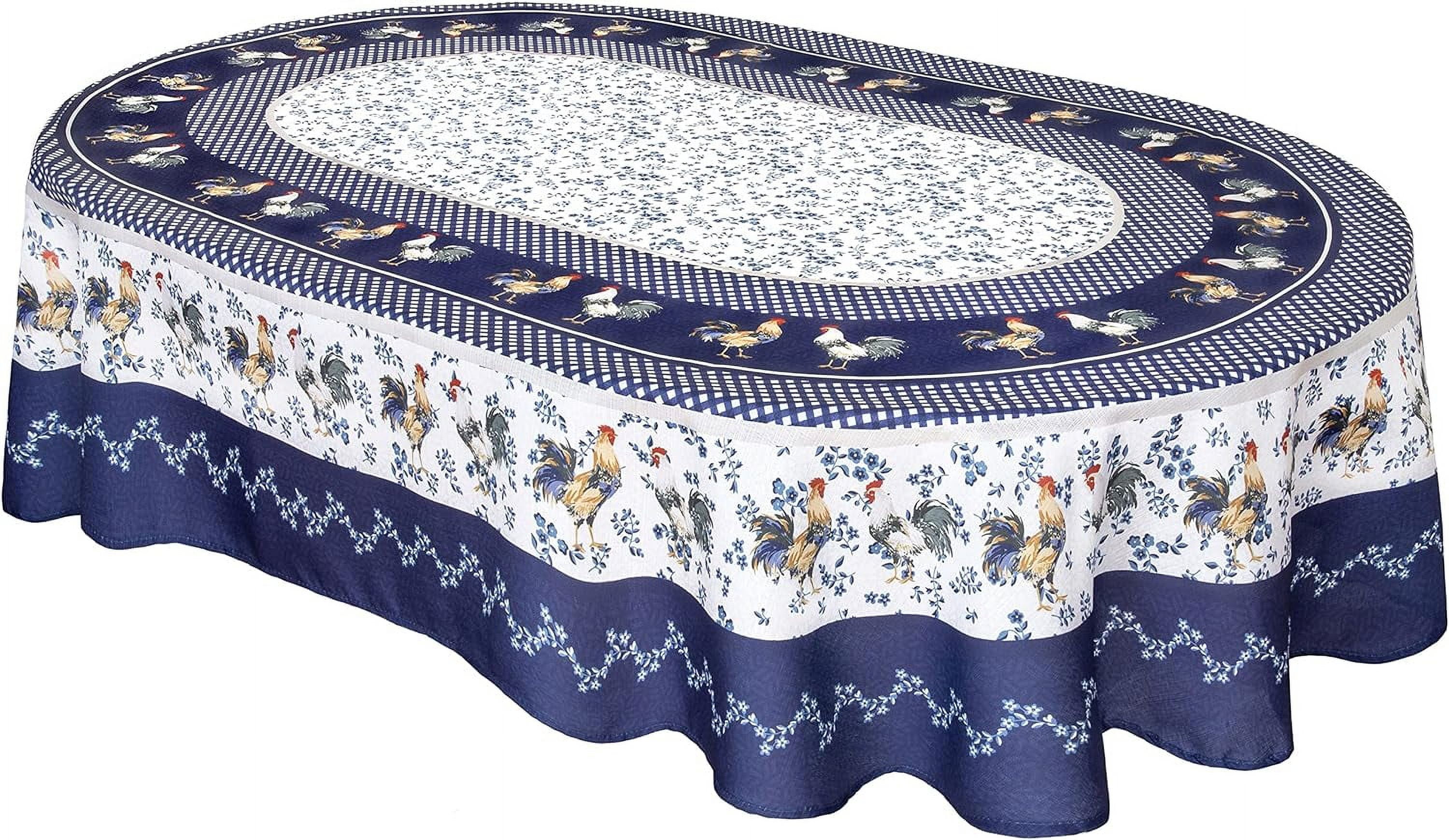 Home Bargains Plus Oval Fabric Tablecloth, 60 x 84 inch, Blue Country ...